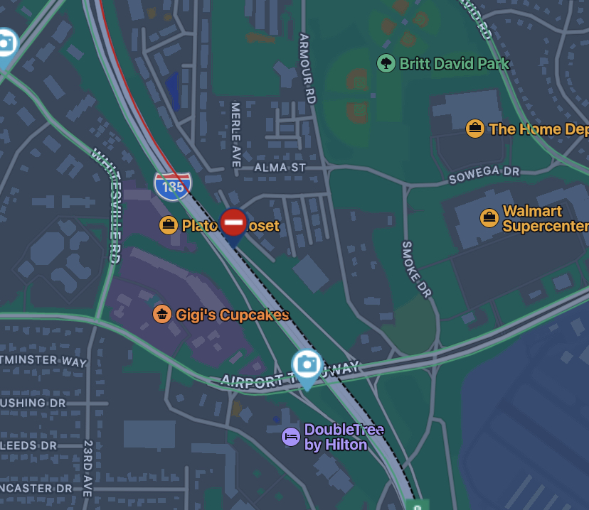 Crash leaves all lanes blocked on I-185 at Airport Thruway exit in ...